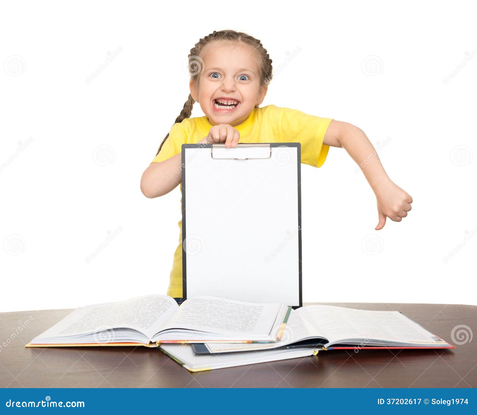Girl with Clipboard and Books Stock Image - Image of enrage, learn ...