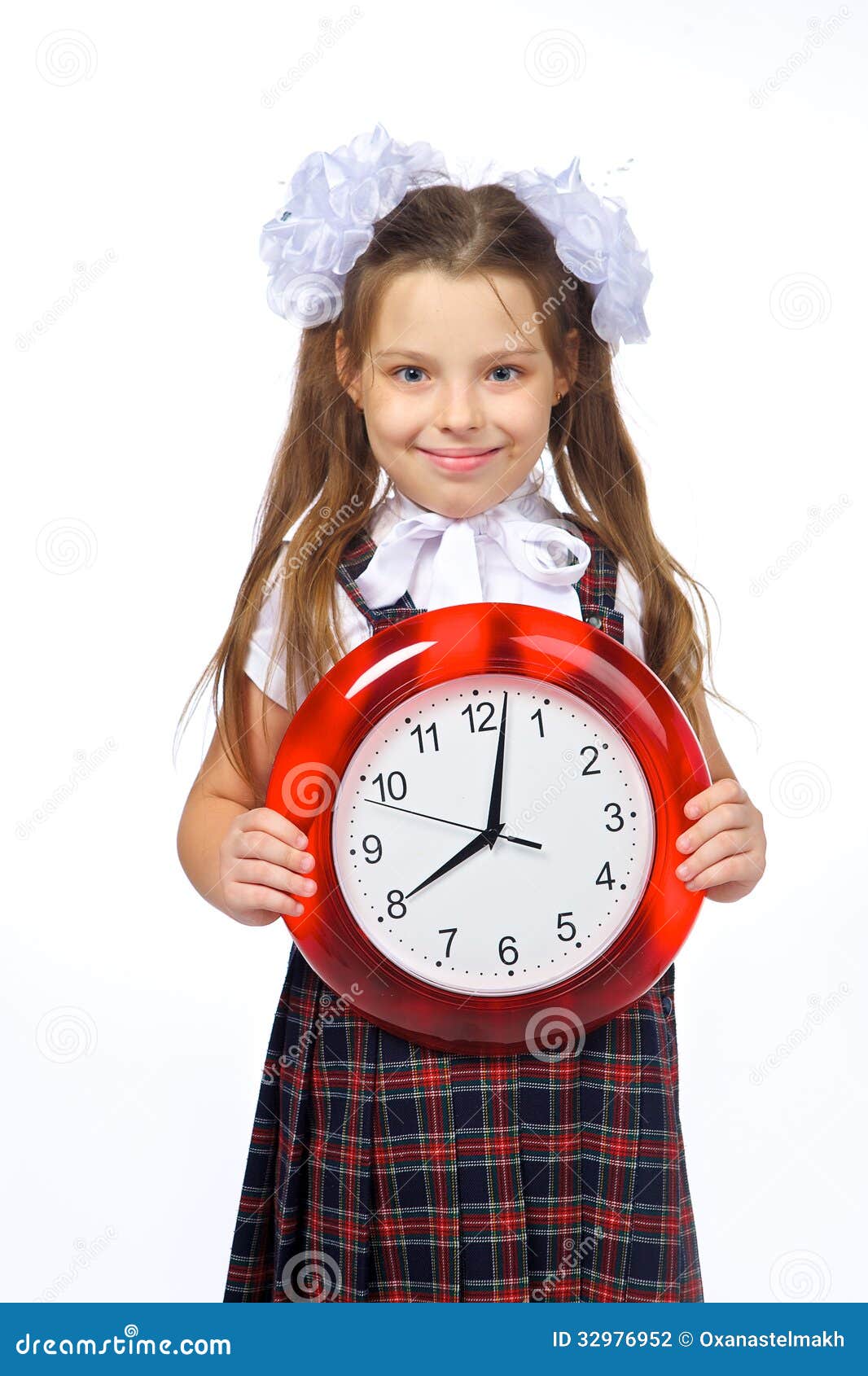 A girl and a clock stock photo. Image of cute, occupation - 32976952