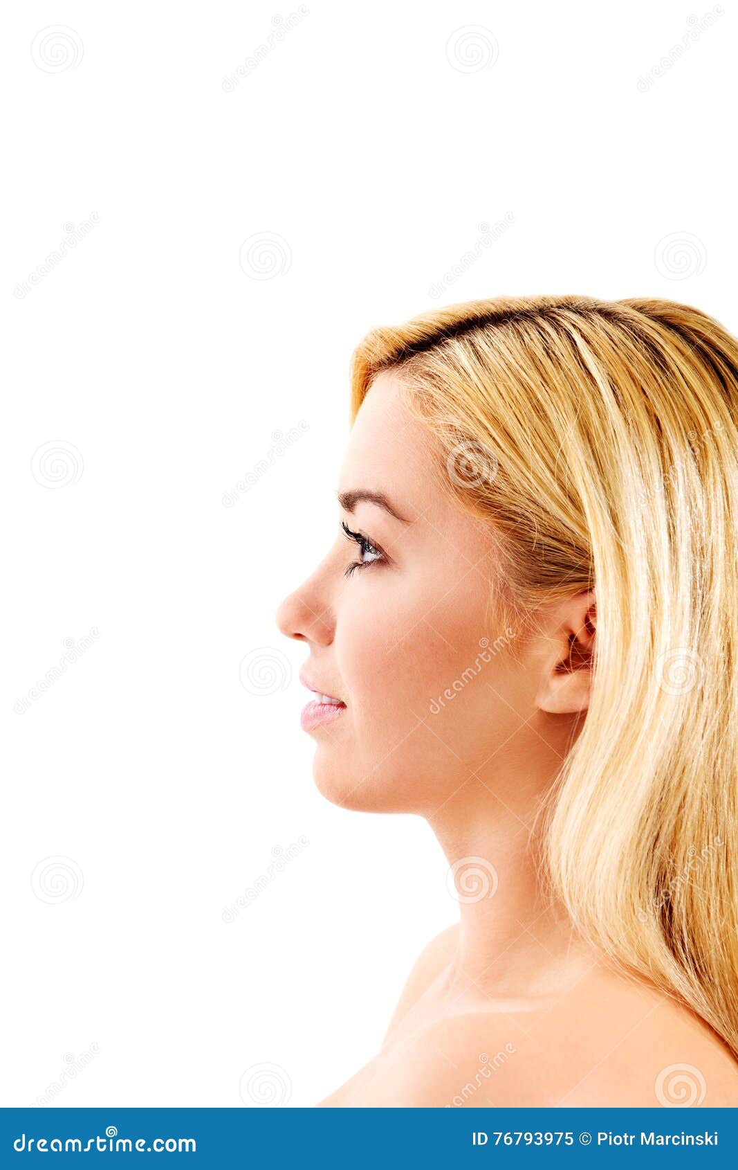 The Girl Close Up with a Beautiful Profile Face. Stock Image - Image of ...