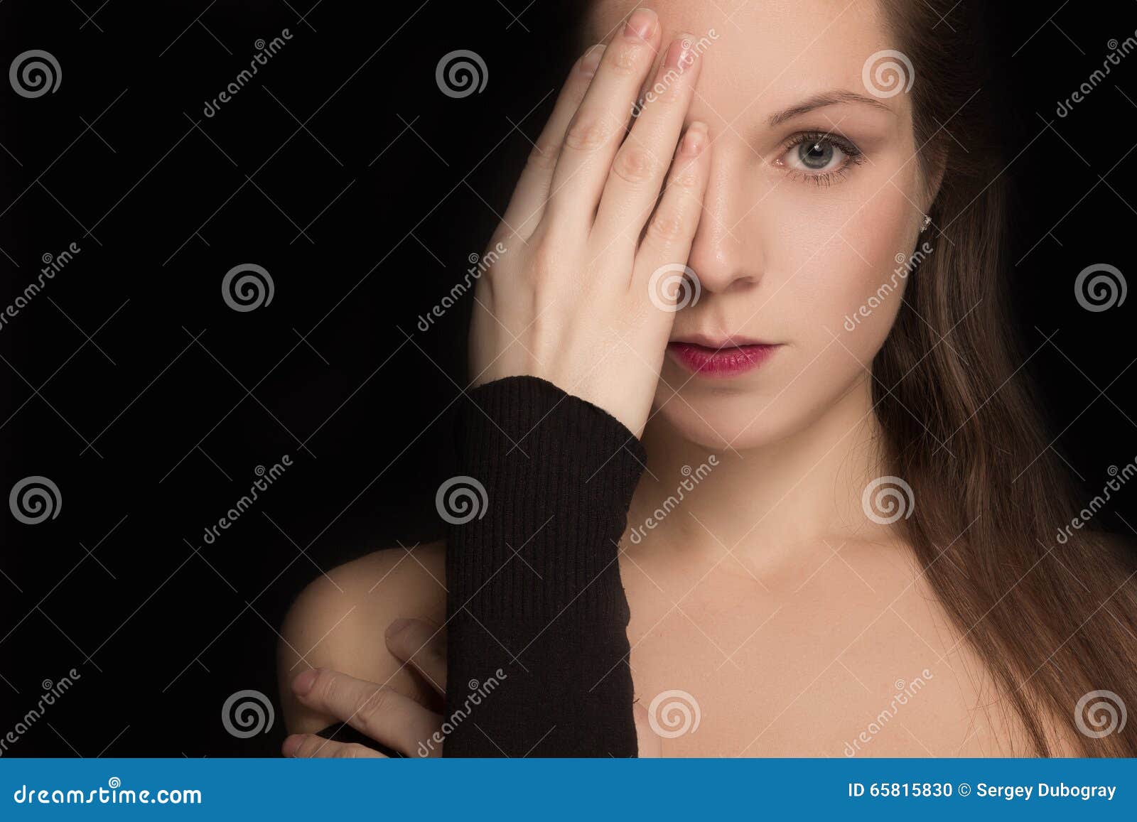 Girl closes one eye stock photo. Image of girls, face - 65815830