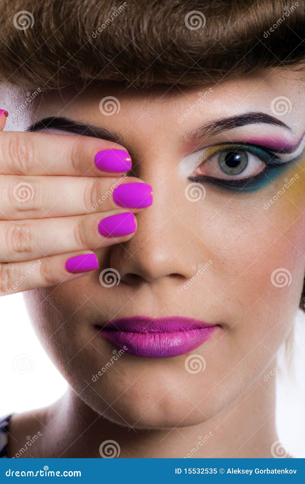 Girl is Closing an Eye a Hand Stock Image - Image of health, lifestyle ...
