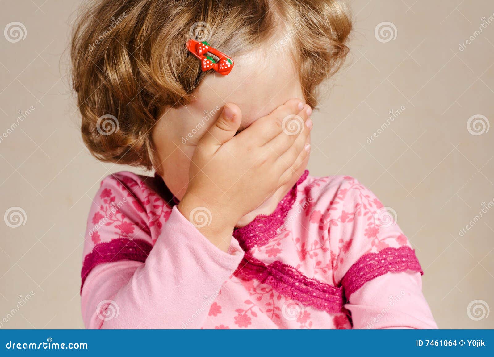 Girl is Closing Her Face with Hand Stock Photo - Image of dress, pink ...