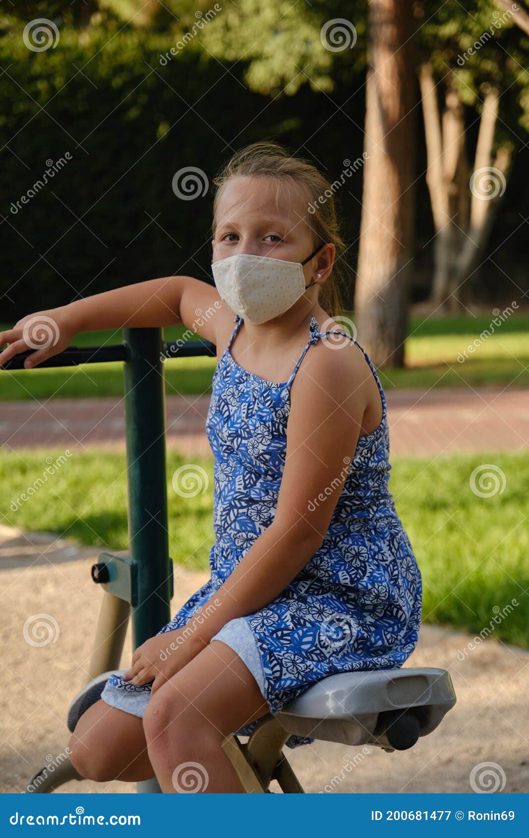 Girl in a Cloth Mask in the Park Stock Image - Image of quarantine ...