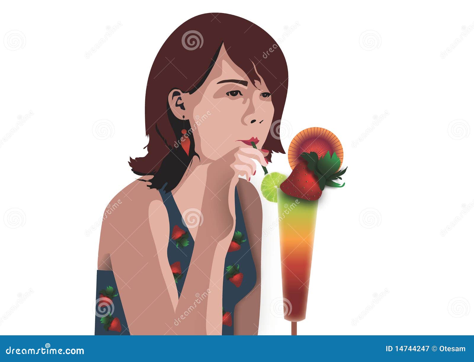 Girl with cocktail stock vector. Illustration of women - 14744247