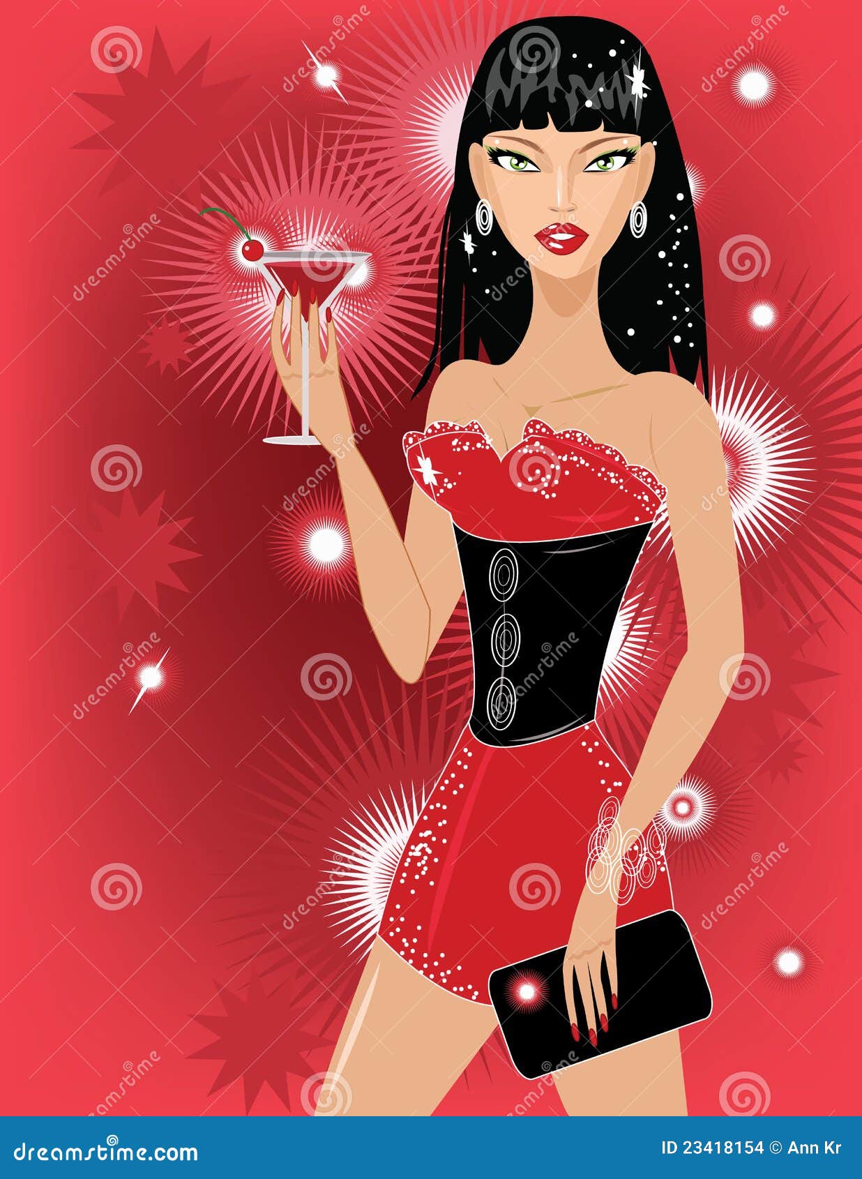 Girl with cocktail stock vector. Illustration of female - 23418154