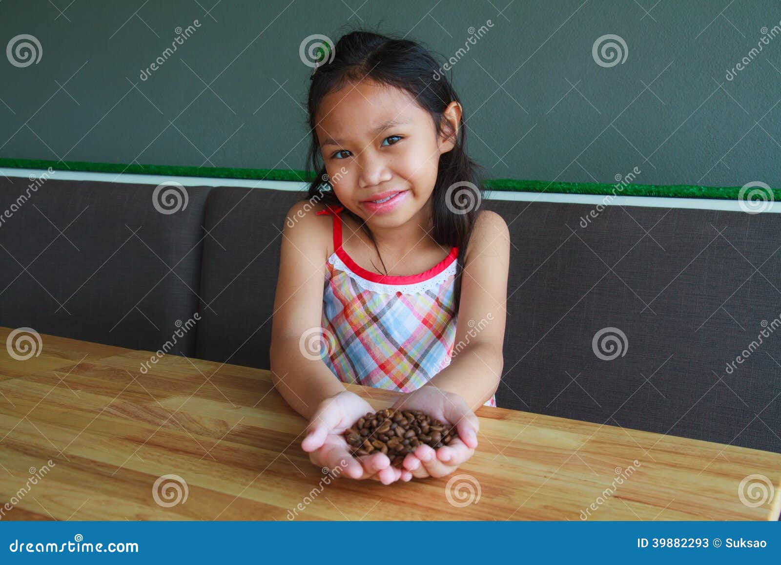 Girl and coffee beans stock image. Image of youth, cheerful - 39882293