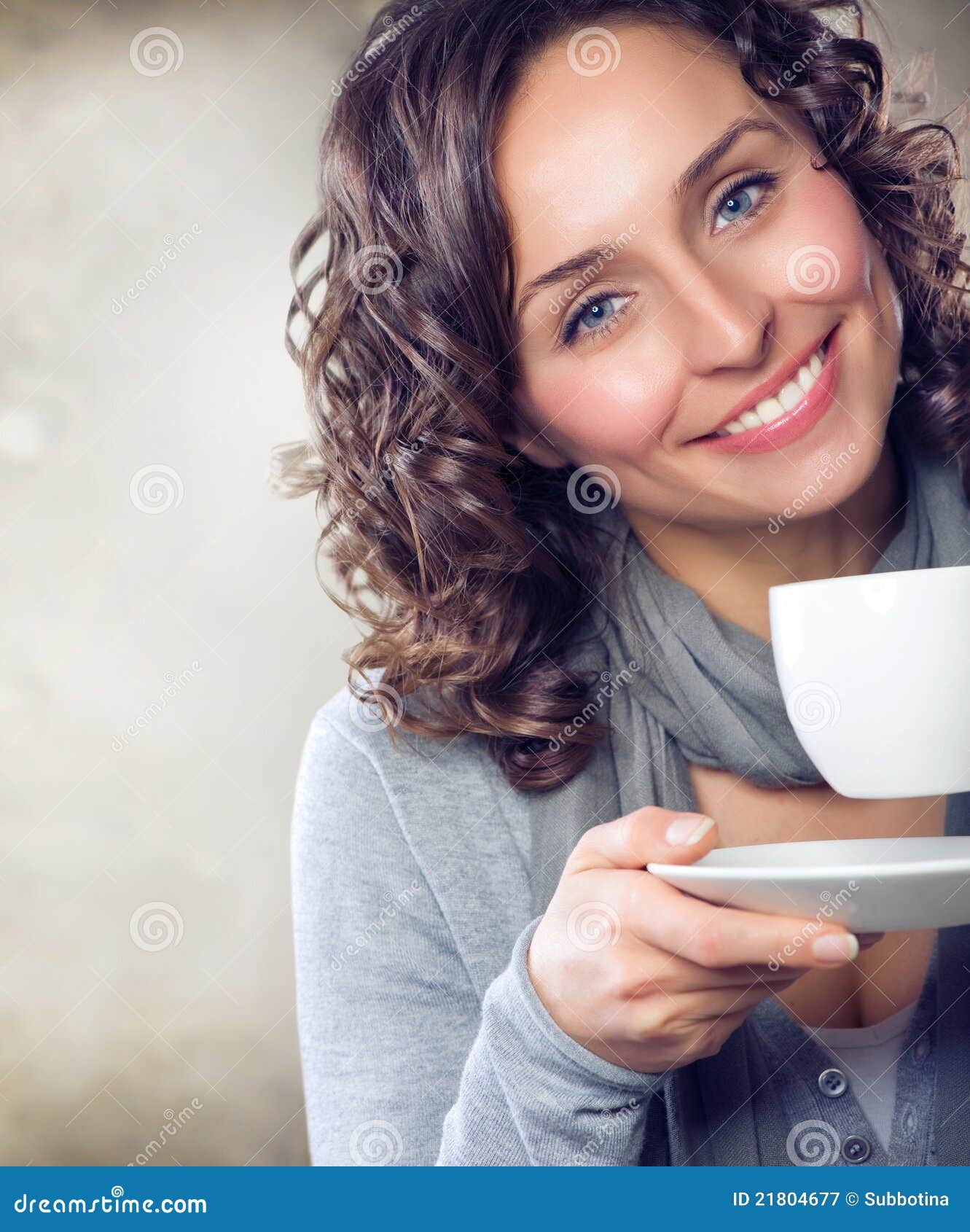 Girl with coffee or tea stock image. Image of addict - 21804677