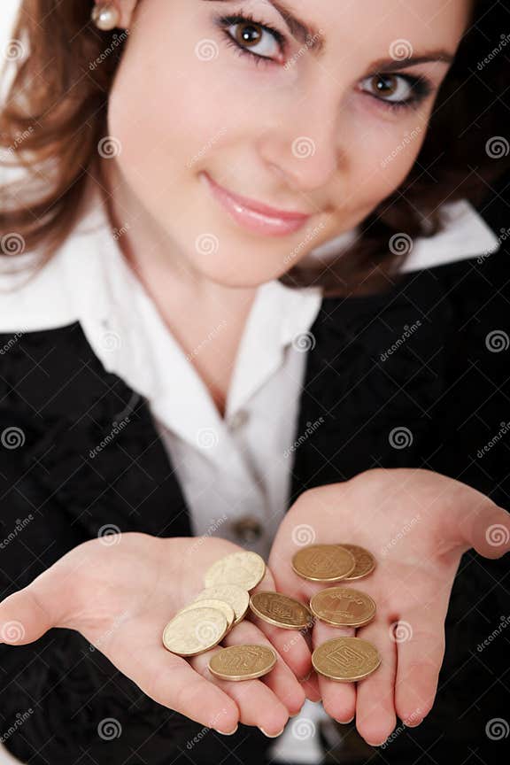 Girl with coins stock photo. Image of face, studio, business - 4548370