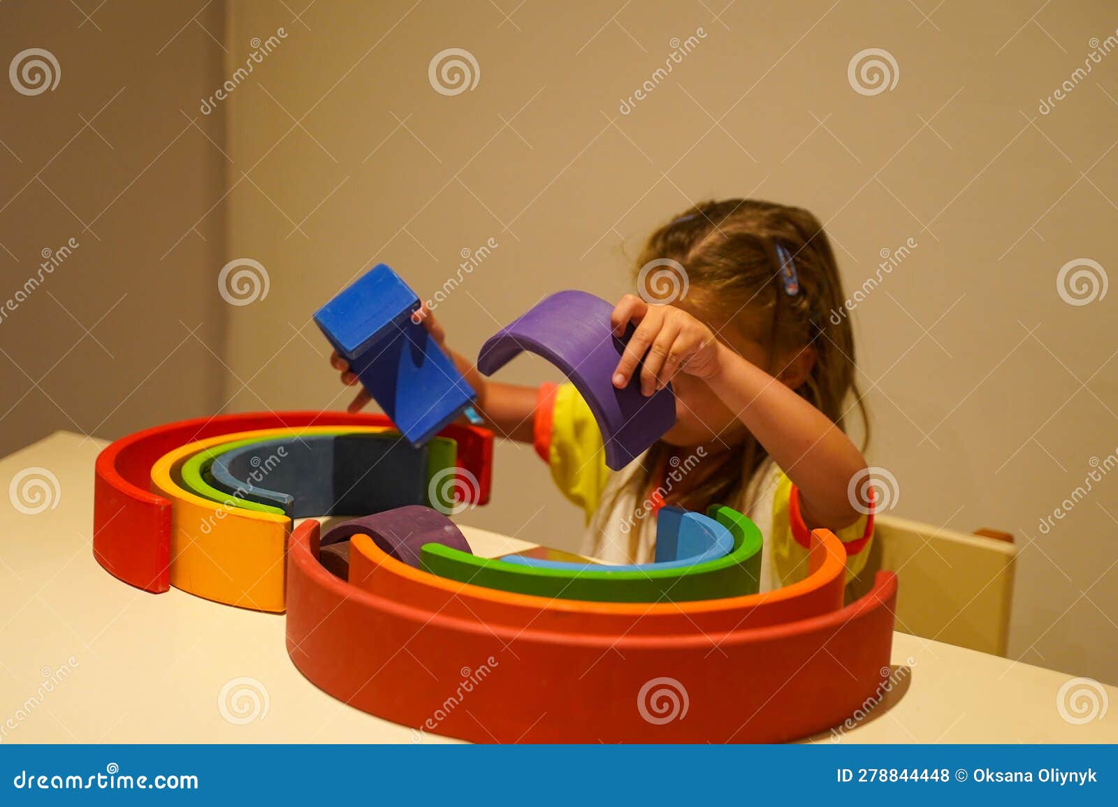 The Girl Collects a Huge Multi-colored Rainbow, a Huge Rainbow ...