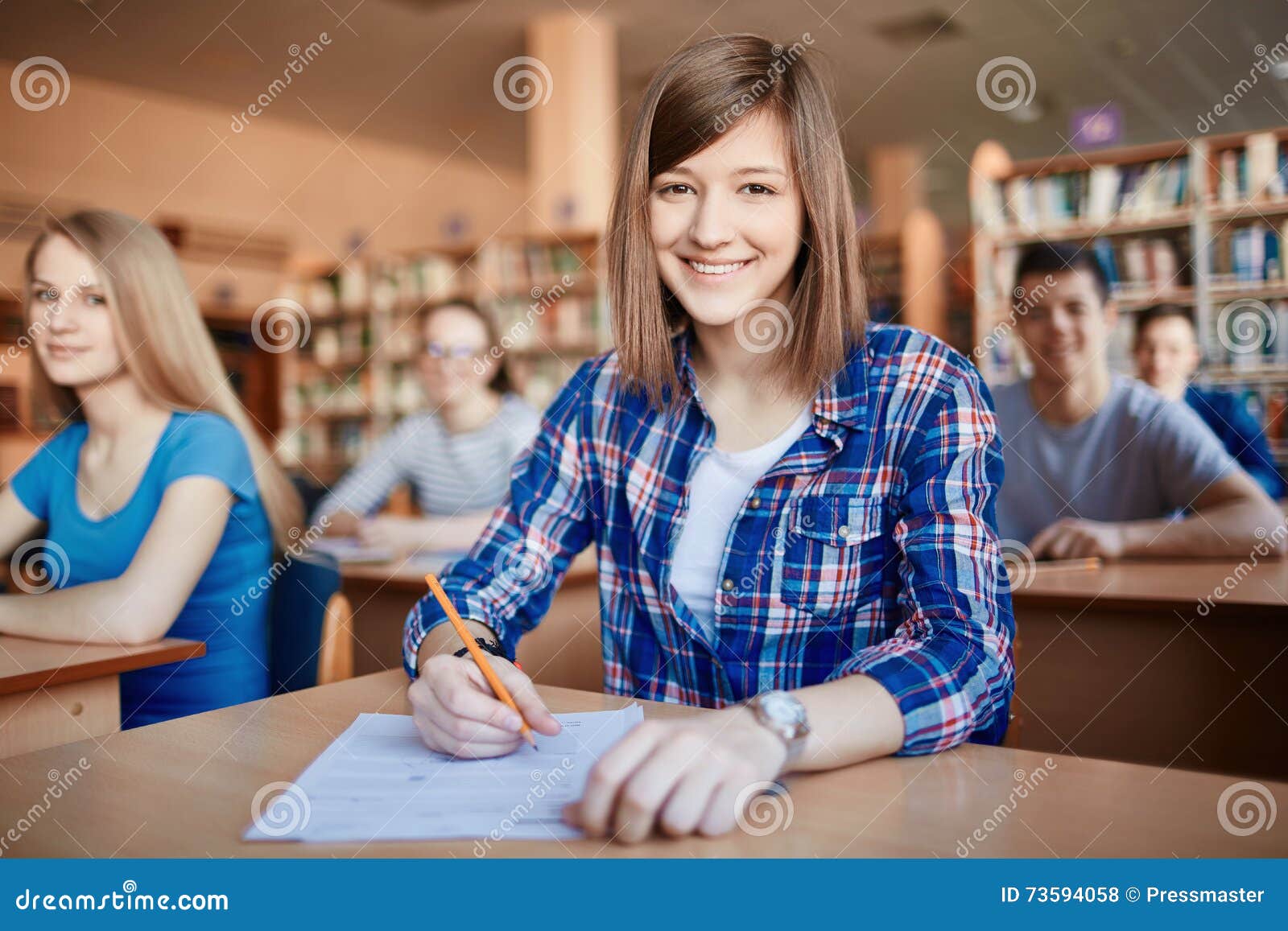 Girl in college stock photo. Image of assignment, clever - 73594058