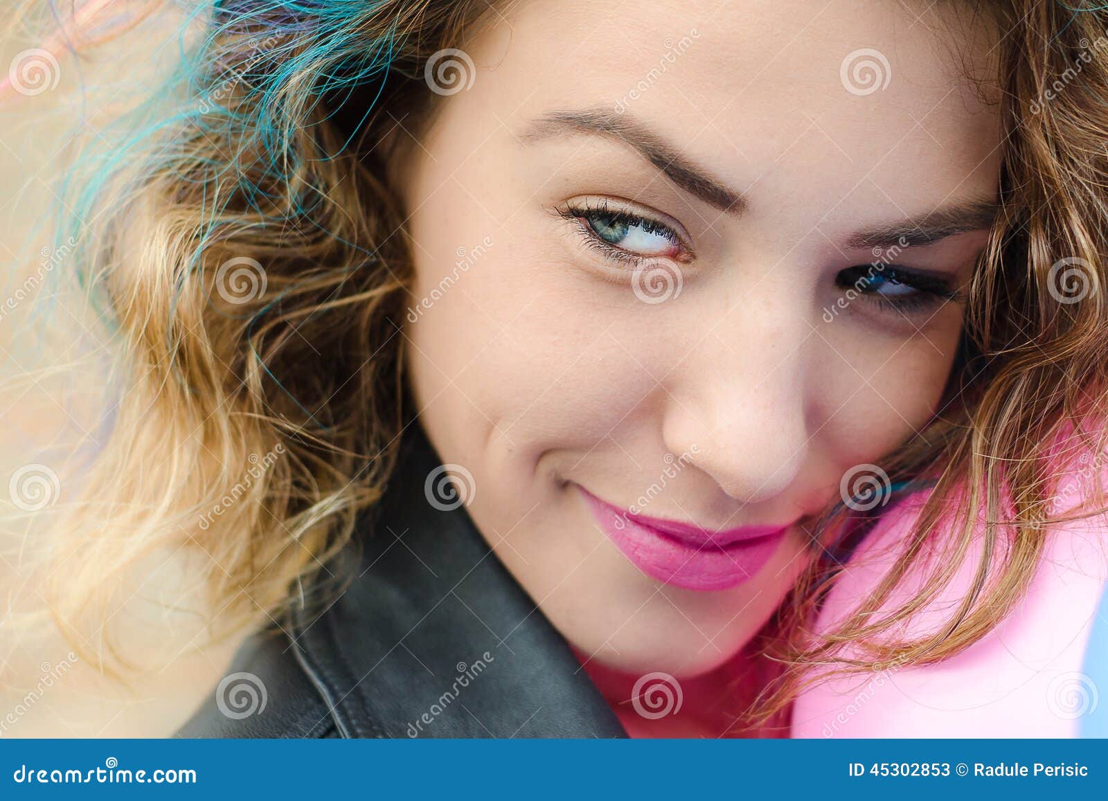 Girl with colored hair stock image. Image of nice, rain - 45302853