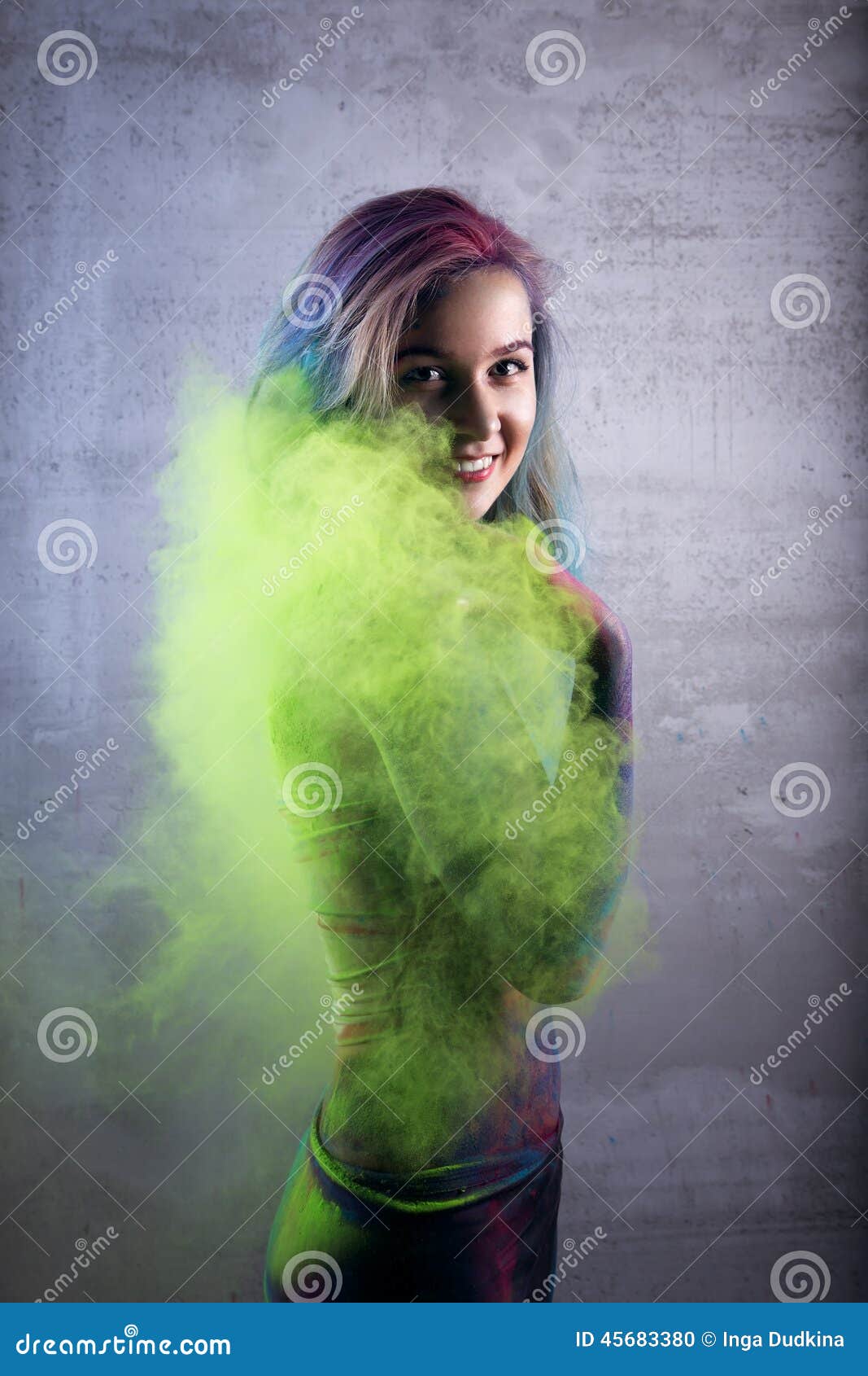 Girl with colored powder stock photo. Image of caucasian - 45683380