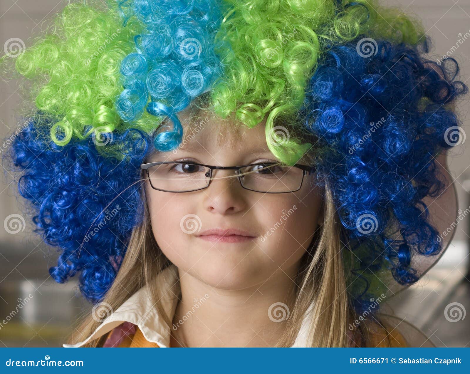 Girl in colorful funny wig stock image. Image of colorful - 6566671