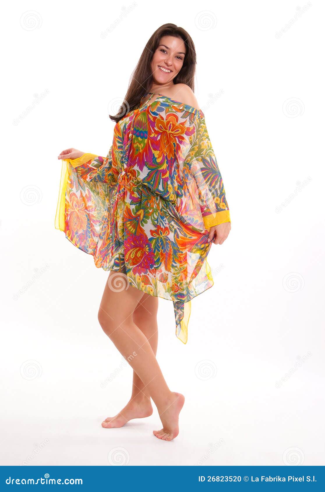 Girl in a colourful tunic stock photo. Image of hair - 26823520
