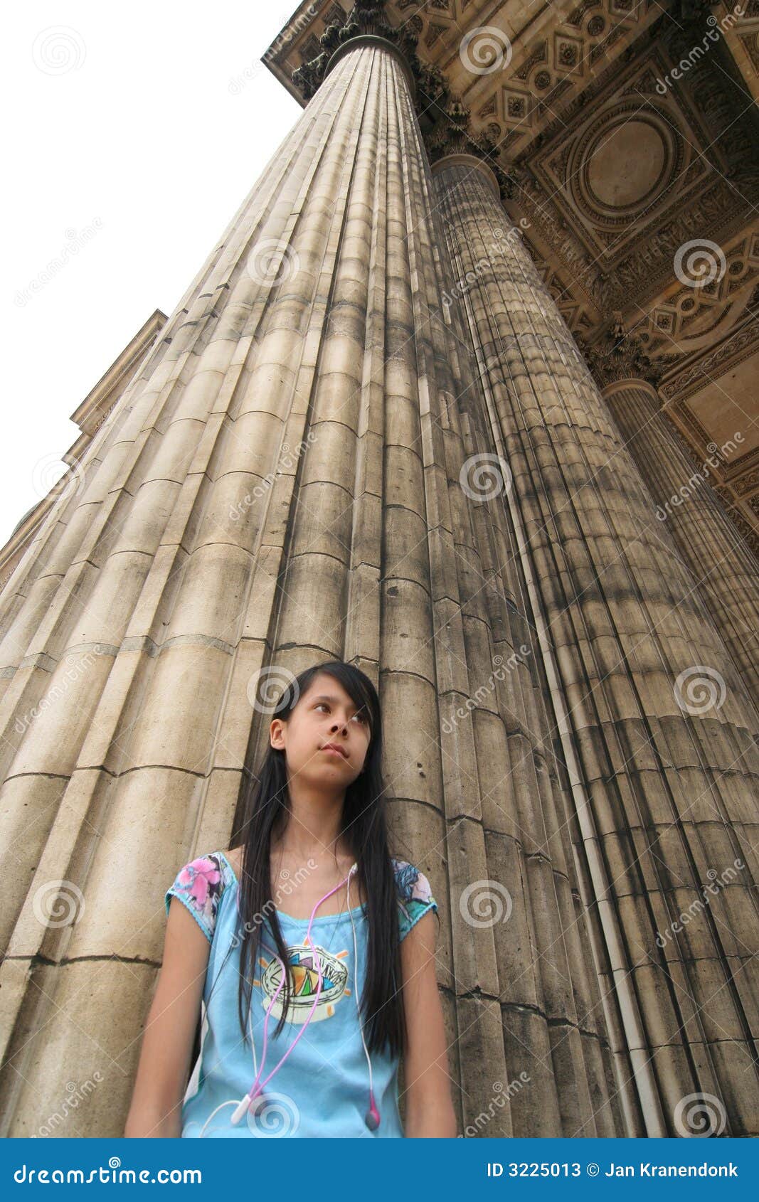 Girl and Column stock image. Image of small, tall, girl - 3225013