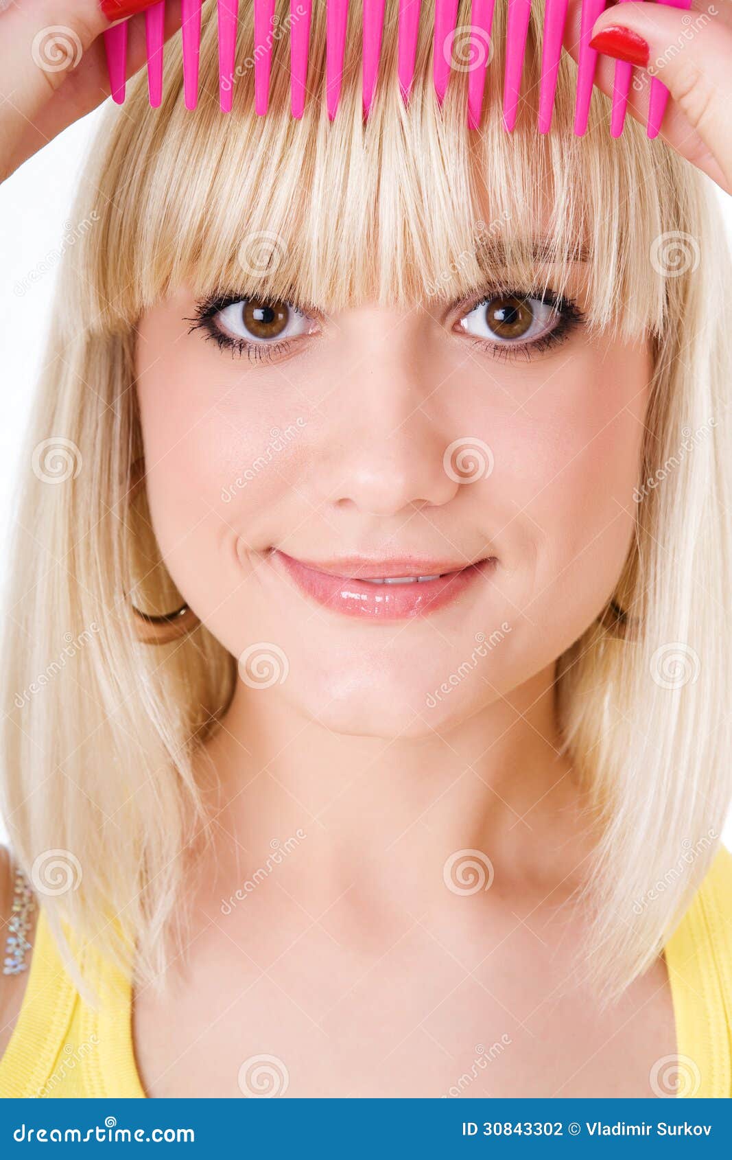 Girl with a comb stock photo. Image of hairdo, glamour - 30843302