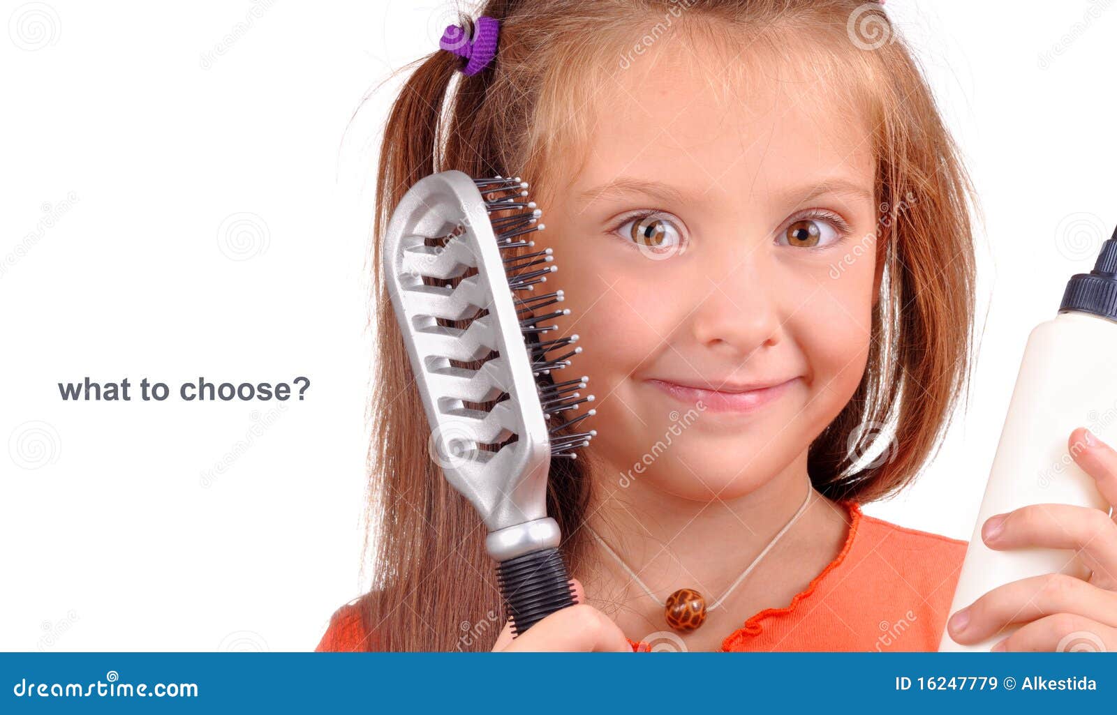Girl with a Comb on a White Background Stock Image - Image of cutting ...
