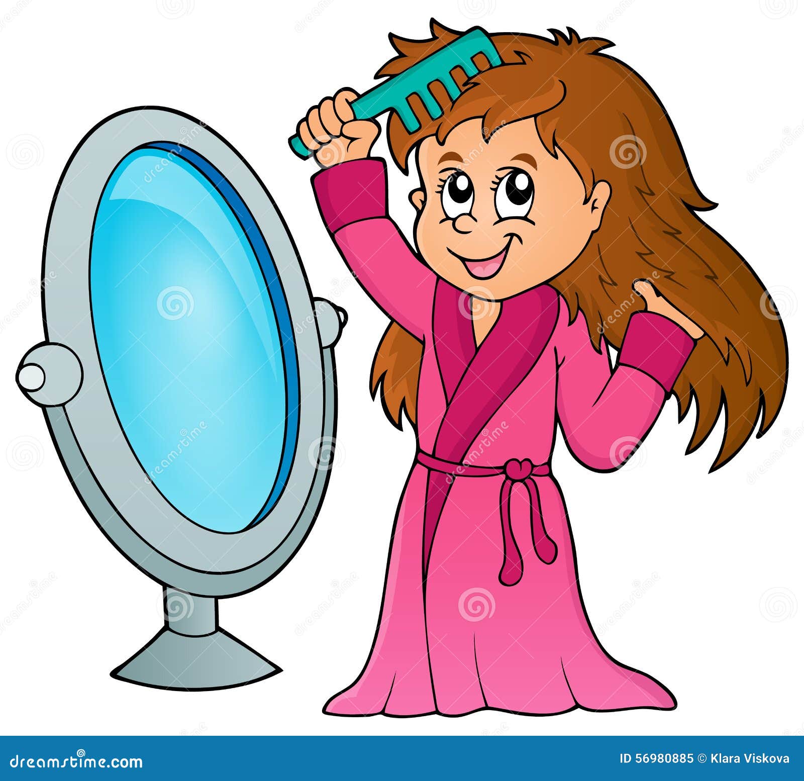 Girl combing hair theme 1 stock vector. Illustration of happiness ...
