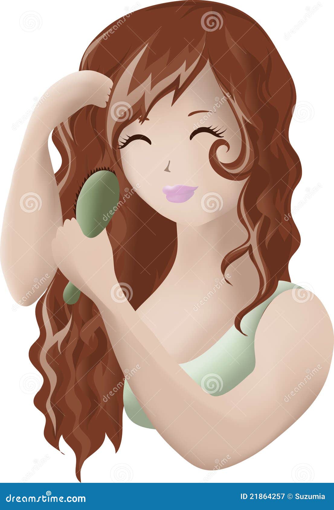 Girl Combing Her Hair stock vector. Illustration of hairdo - 21864257