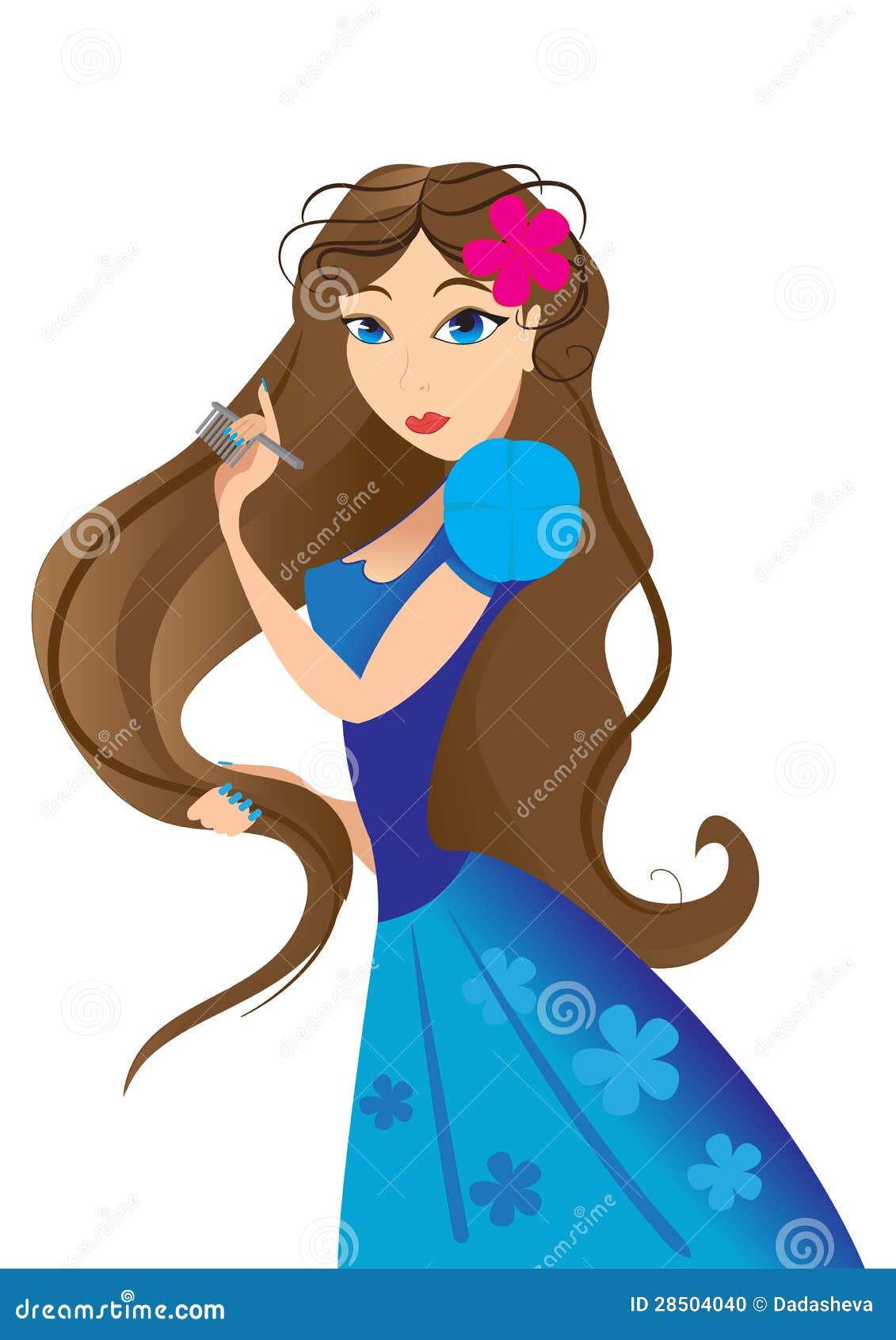 Girl combing her hair stock vector. Illustration of fashion - 28504040