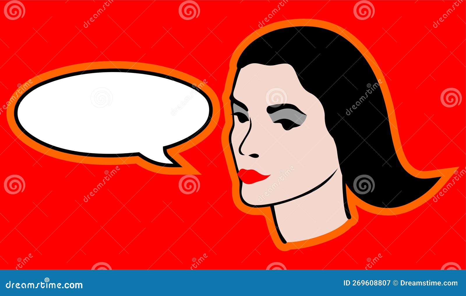 Girl With Comic Cloud On Red Background. Insert Text Message Cartoon ...