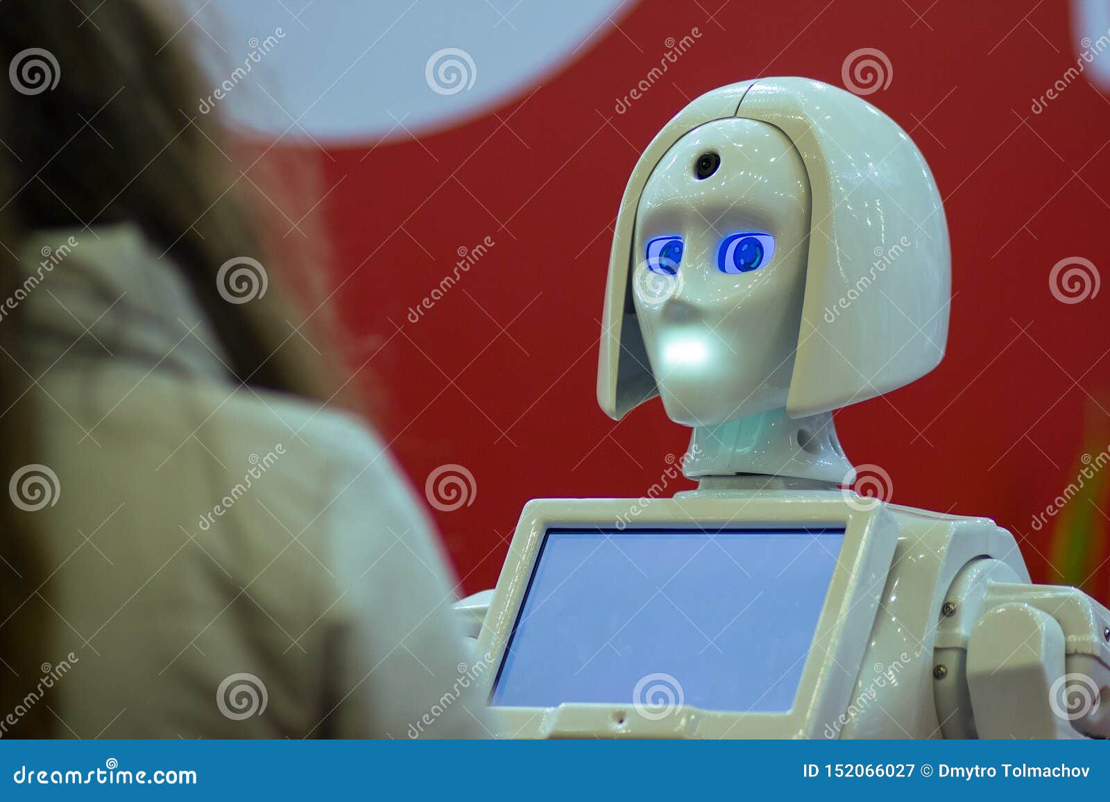 Girl Communicates with the Robot Stock Image - Image of curiosity ...