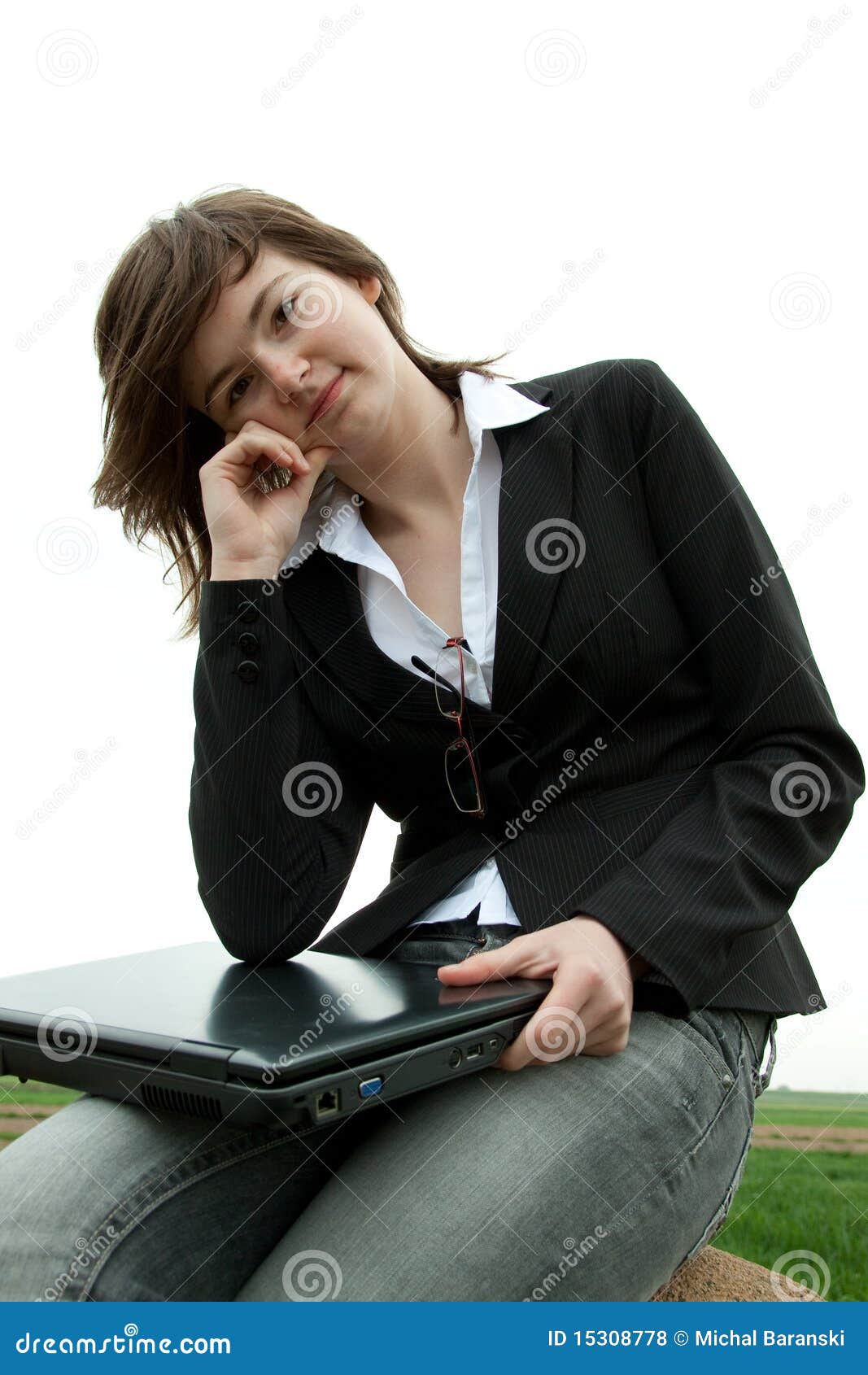 Girl with computer stock photo. Image of internet, young - 15308778
