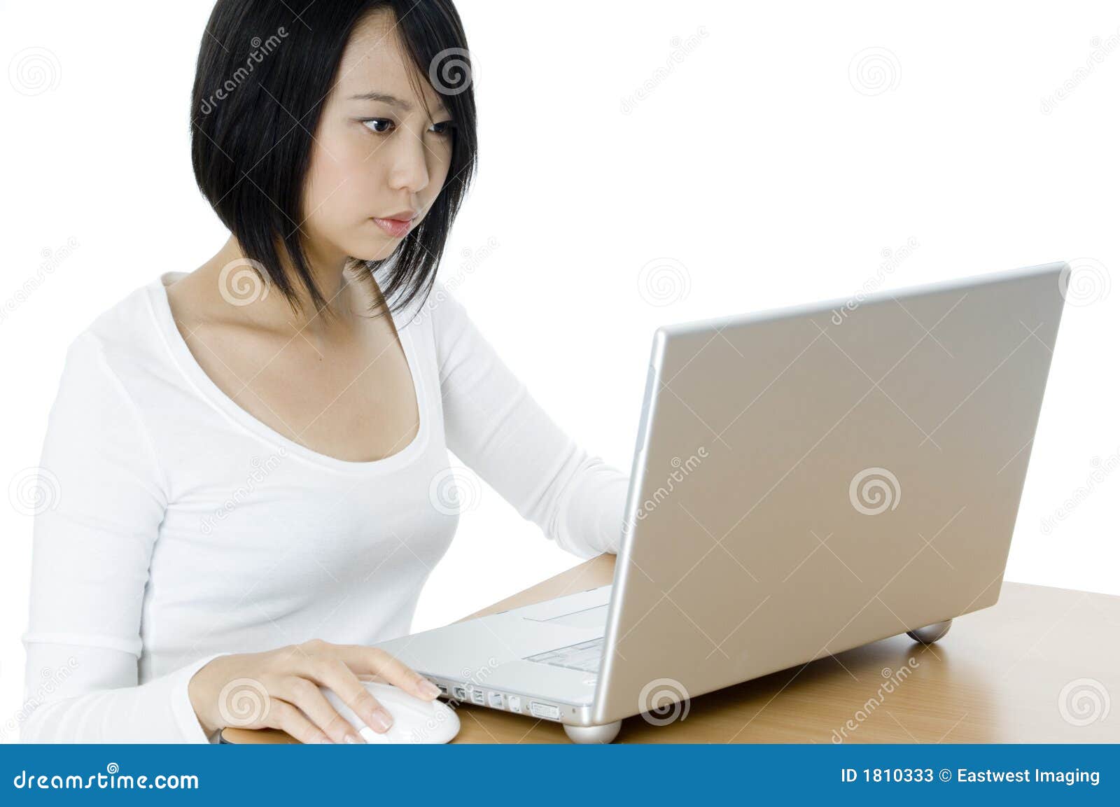 Girl with Computer stock image. Image of girl, concentration - 1810333