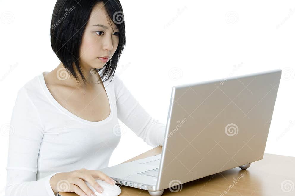 Girl with Computer stock image. Image of girl, concentration - 1810333