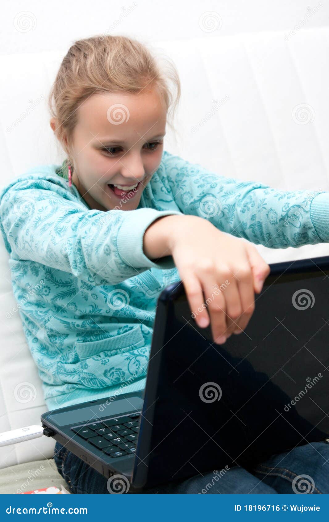 Girl and computer stock photo. Image of youthful, concentrating - 18196716