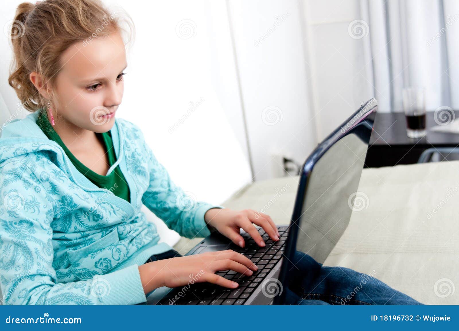 Girl and computer stock photo. Image of type, intenseinternet - 18196732