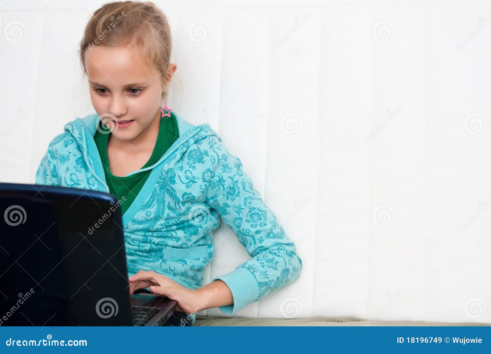 Girl and computer stock image. Image of education, screen - 18196749