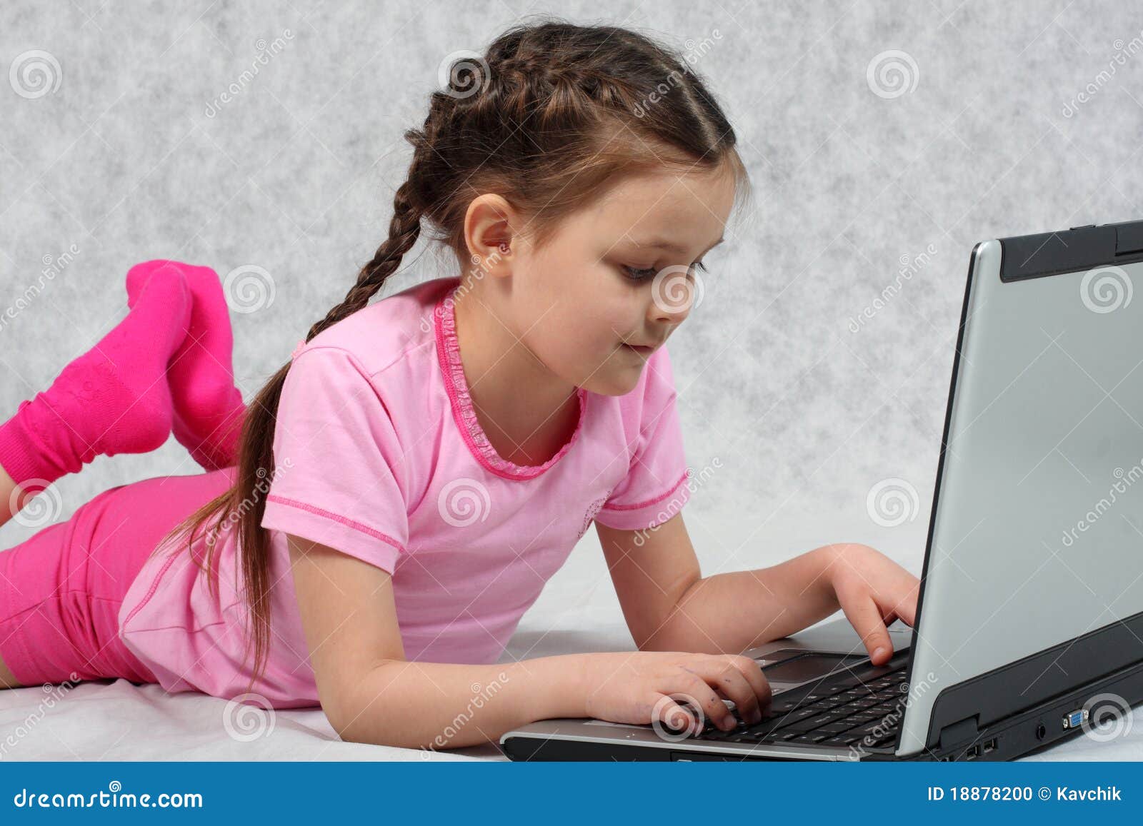 Girl and computer stock photo. Image of smile, color - 18878200