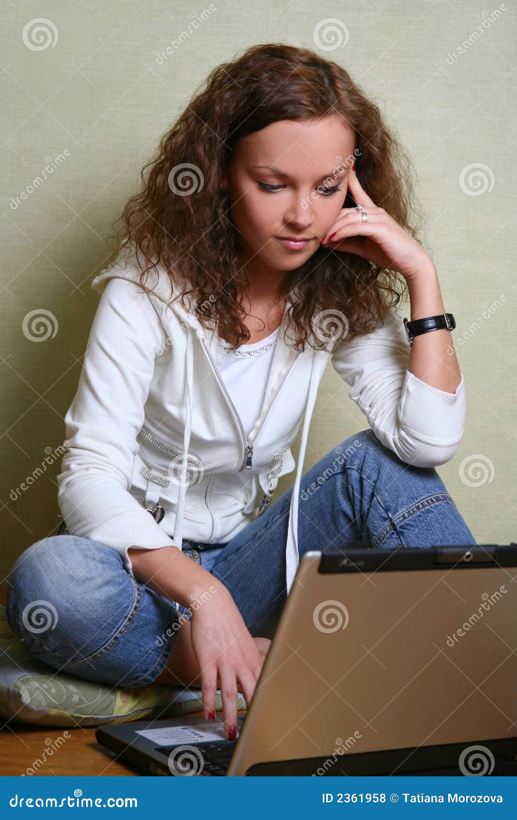 Girl with a computer stock photo. Image of posture, professional - 2361958