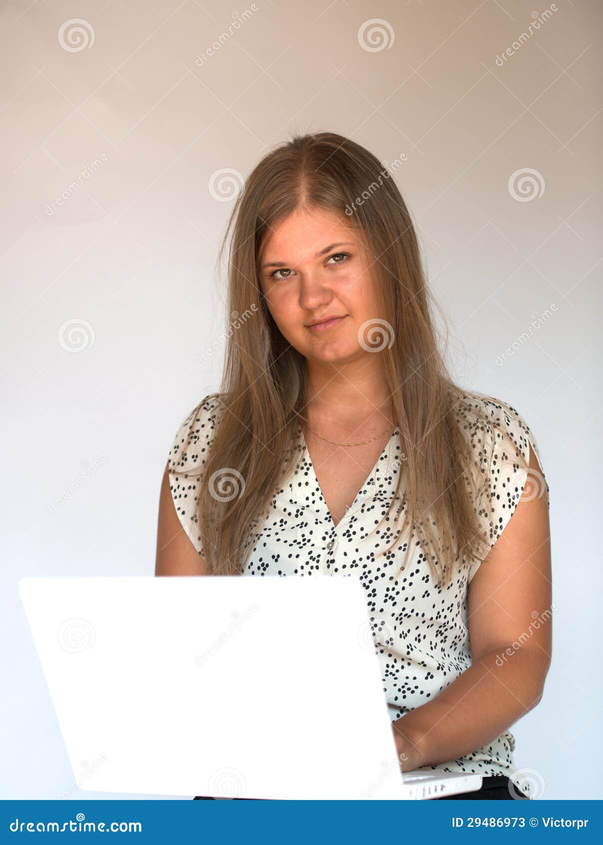 Girl with computer stock image. Image of laptop, computer - 29486973