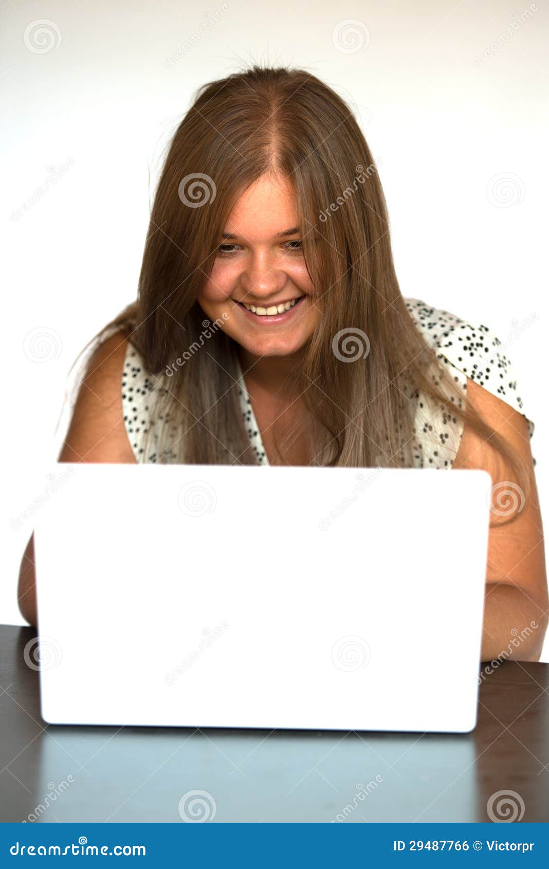 Girl with computer stock photo. Image of cute, nice, professional ...