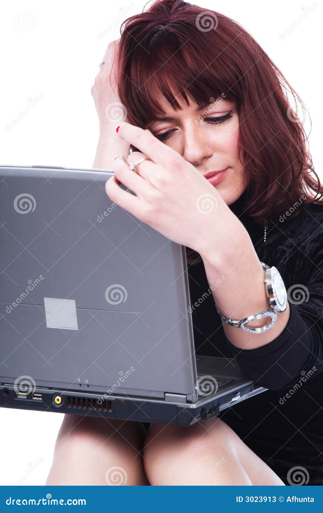 The girl and computer stock image. Image of education - 3023913