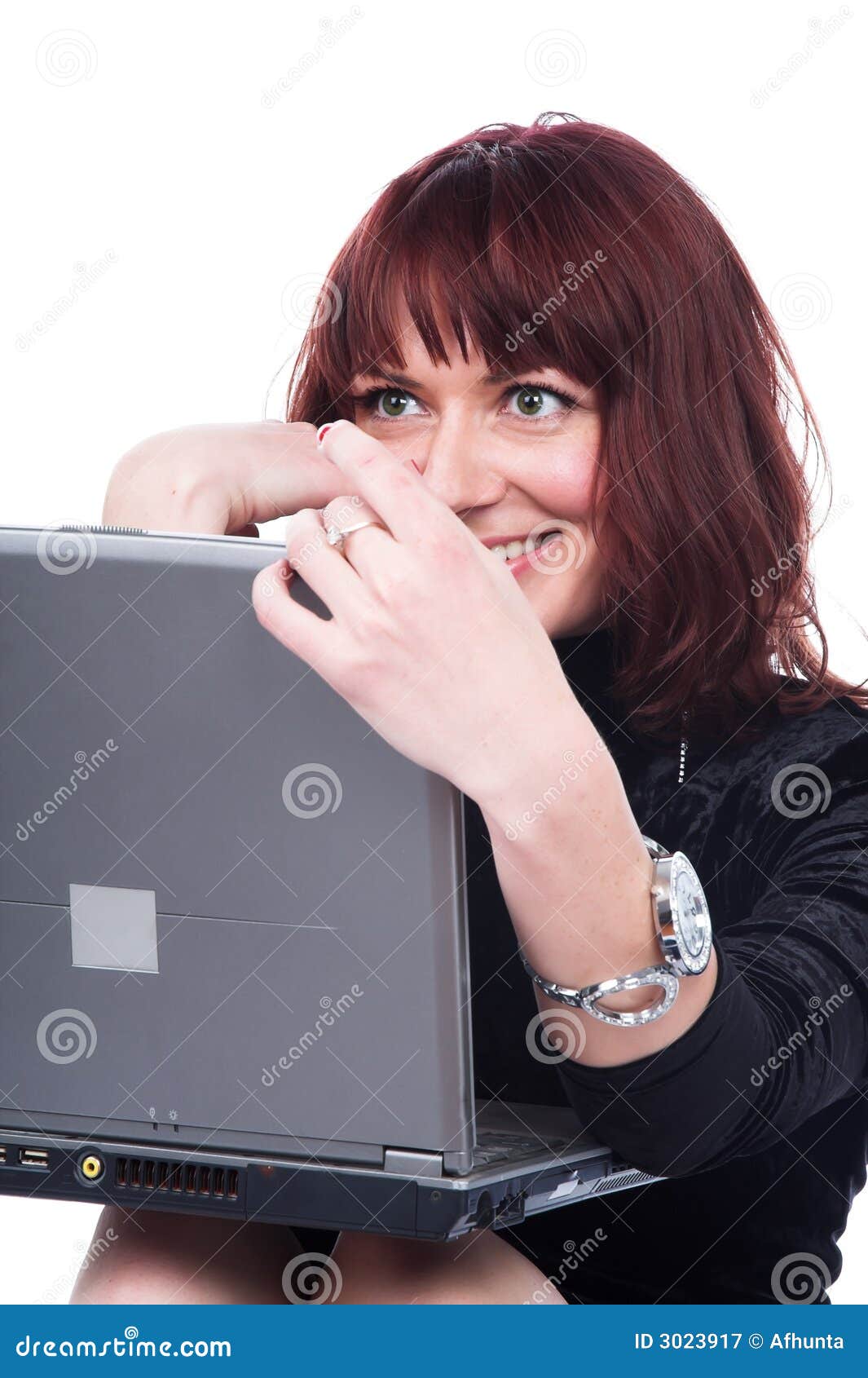The girl and computer stock image. Image of business, decide - 3023917