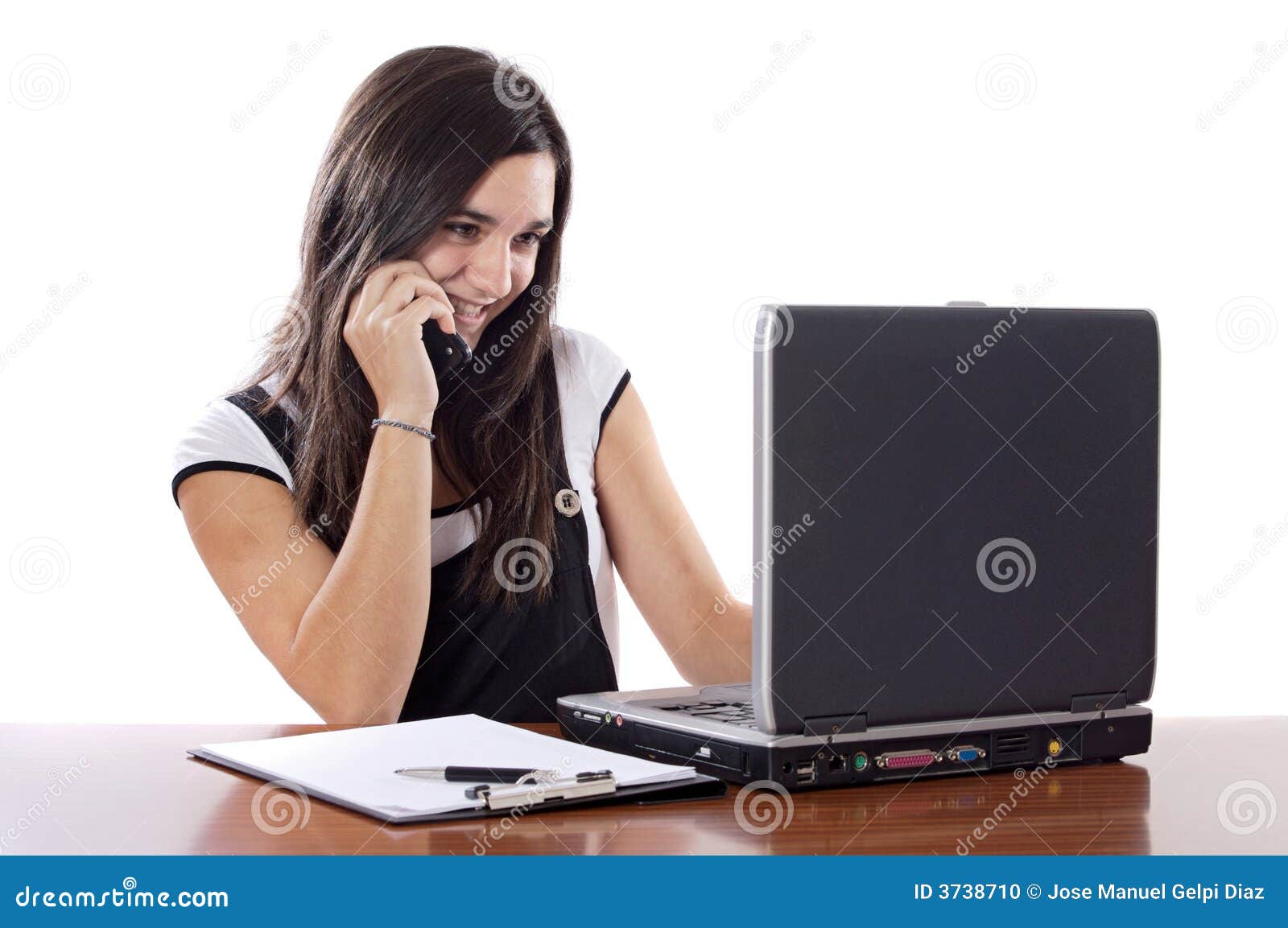 Girl with computer stock photo. Image of table, communication - 3738710