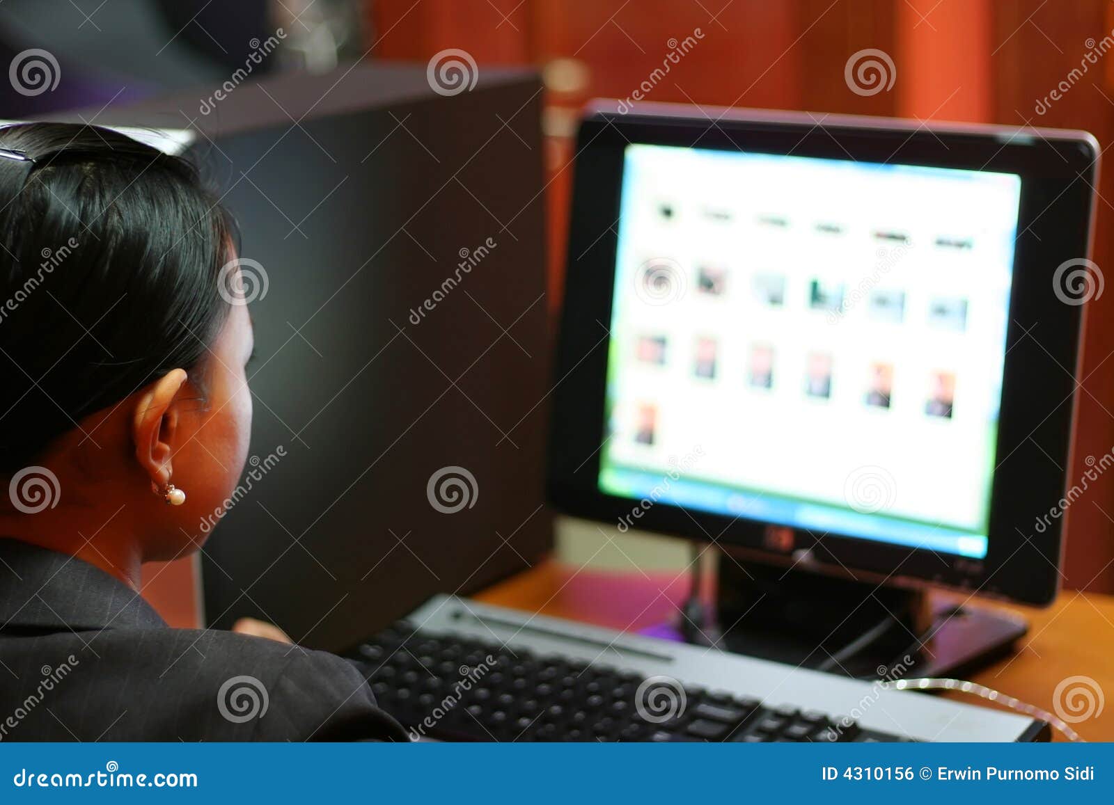 Girl with computer stock photo. Image of brows, bussines - 4310156