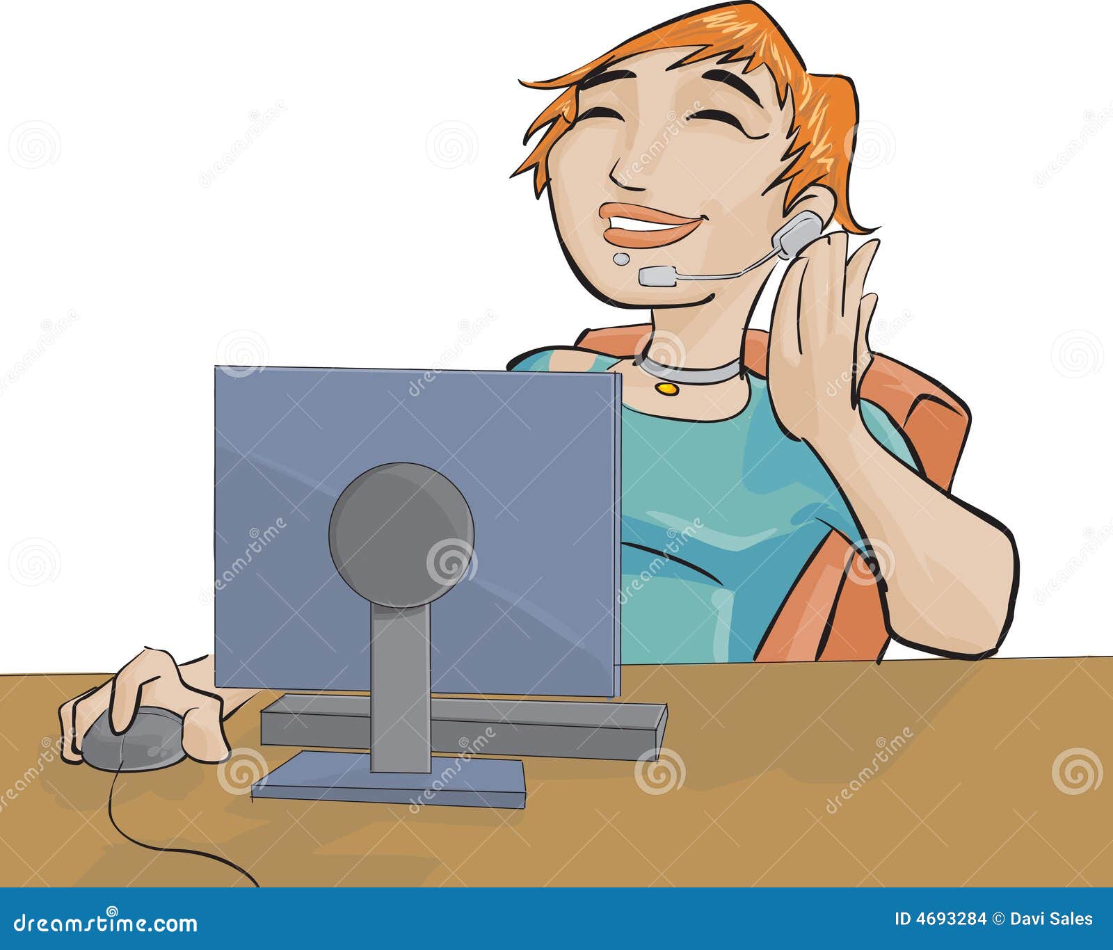 Girl and a computer stock vector. Illustration of friendly - 4693284