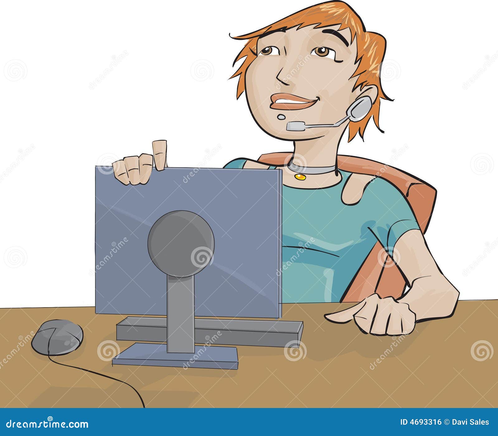 Girl and computer stock vector. Illustration of internet - 4693316