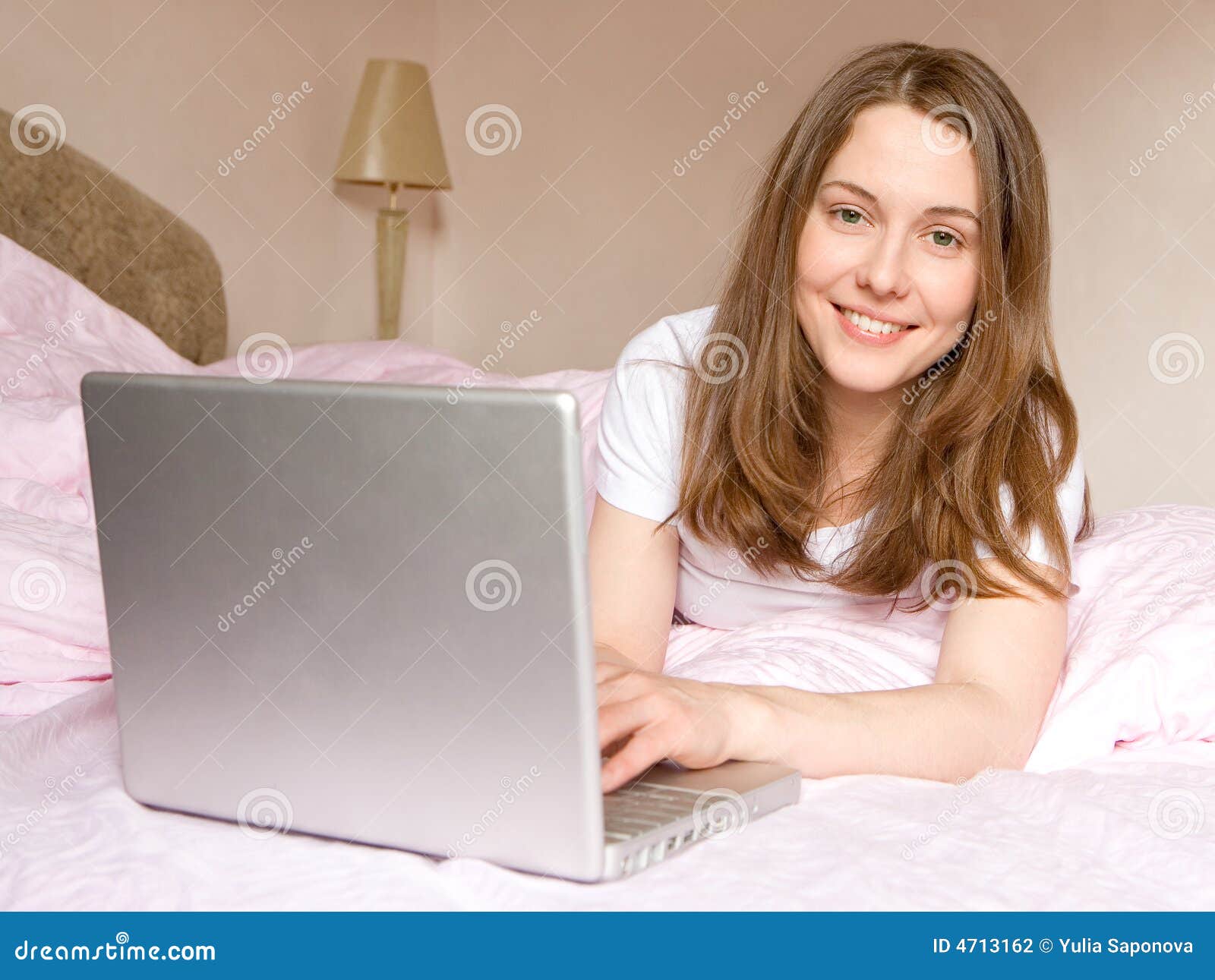 The girl with the computer stock photo. Image of isolated - 4713162