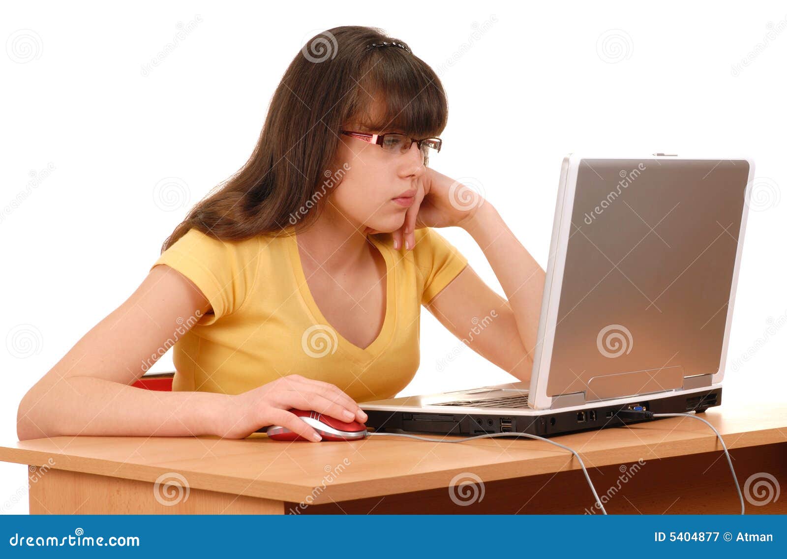 Girl with Computer stock image. Image of teenager, desk - 5404877