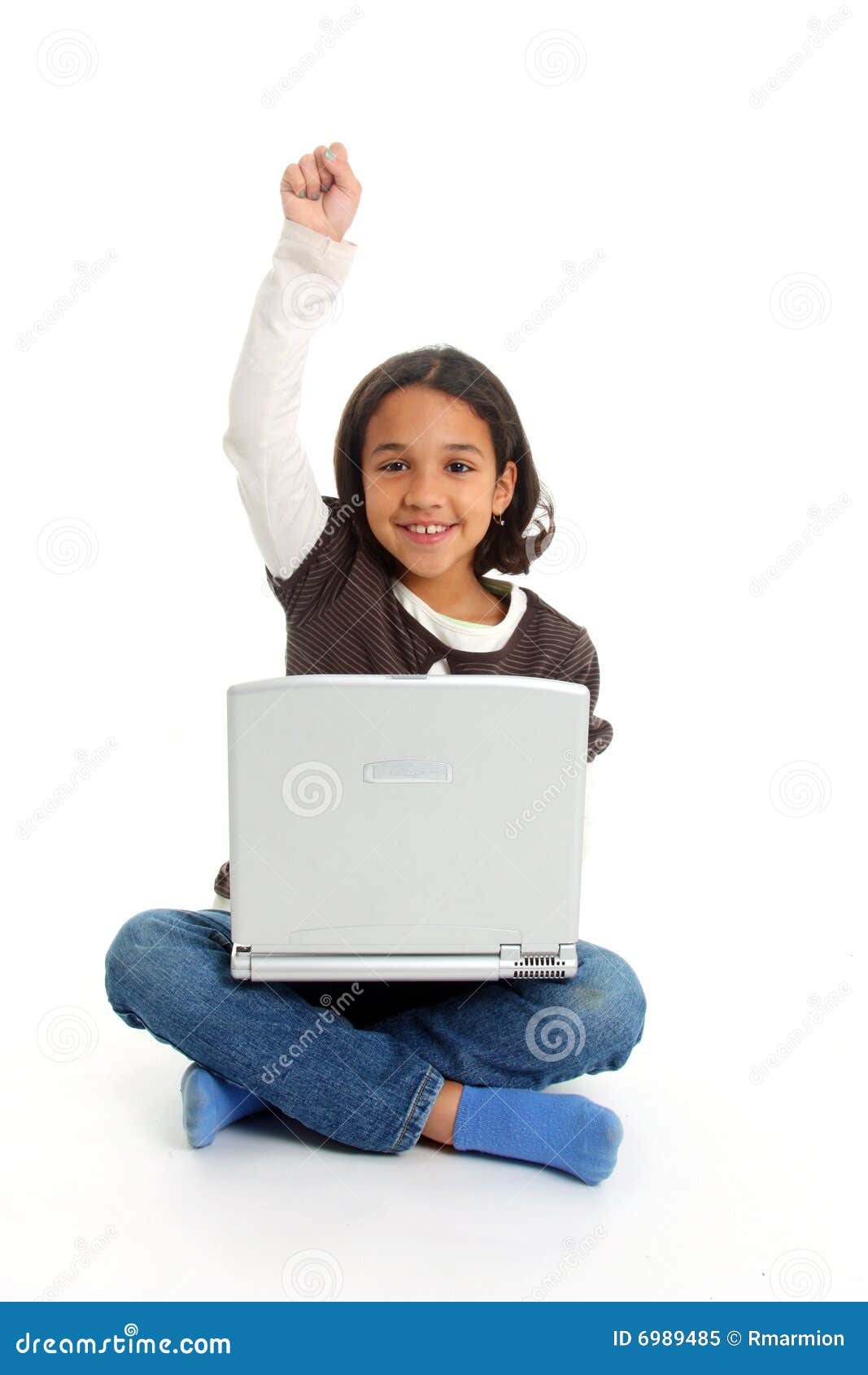 Girl with Computer stock image. Image of person, cheerful - 6989485