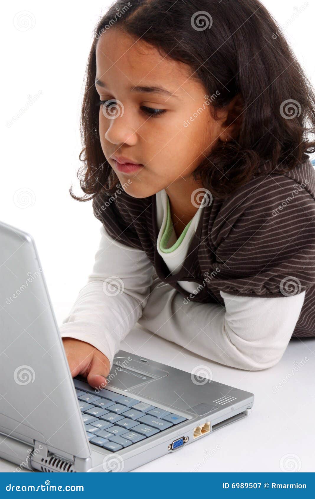 Girl with Computer stock image. Image of technology, isolated - 6989507