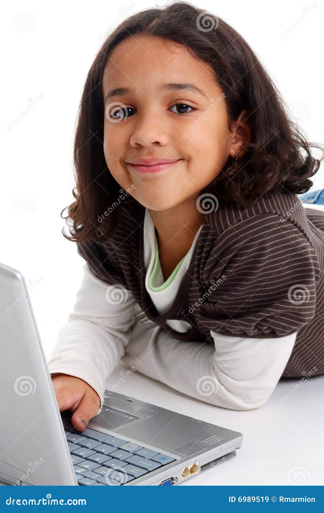 Girl with Computer stock image. Image of isolated, pretty - 6989519