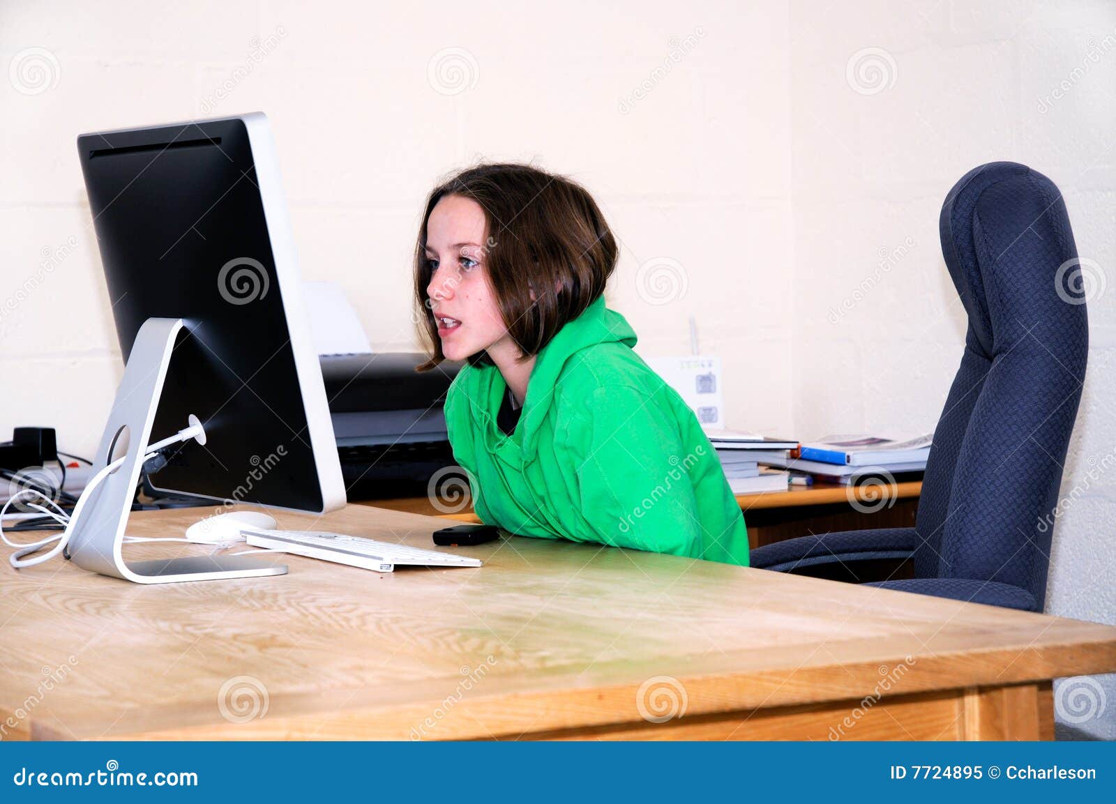 Girl on computer stock image. Image of surf, cute, christmas - 7724895