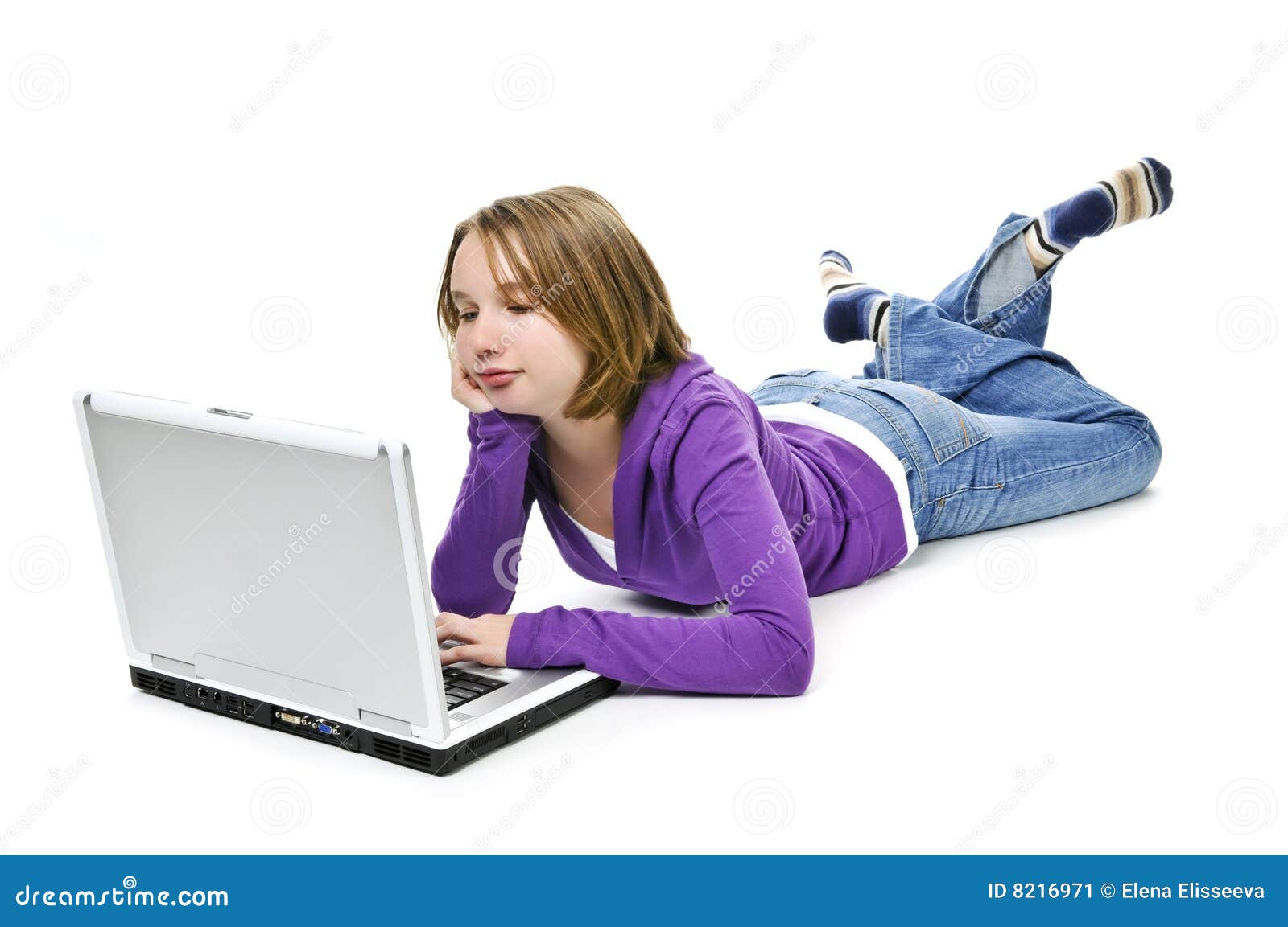 Girl with computer stock image. Image of adolescents, notebook - 8216971