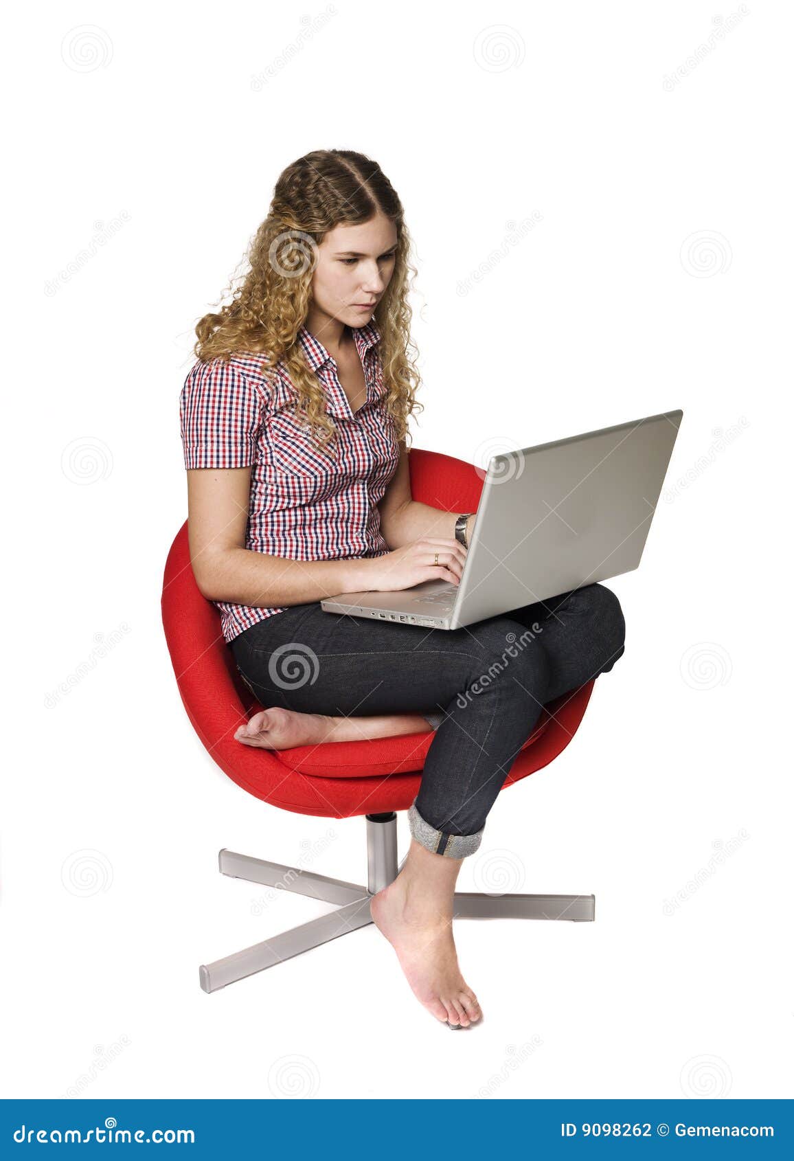 Girl with computer stock photo. Image of white, woman - 9098262